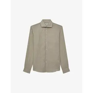REISS Ruban Regular-fit Linen Shirt Xl Stone Melange