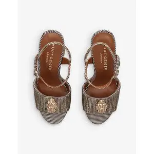 Kurt Geiger Kensington Houndstooth Woven Platform Sandals - Beige