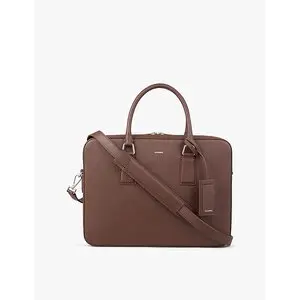 Sandro Logo-Embossed Faux-Leather Briefcase Bruns