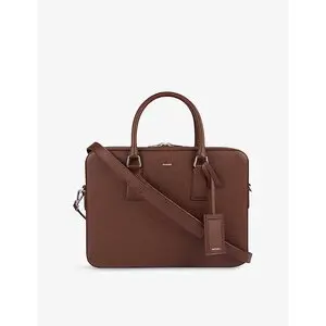 Sandro Logo-embossed Faux-leather Briefcase - Cognac