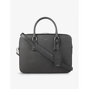 Sandro Logo-Embossed Faux-Leather Briefcase Noir / Gris