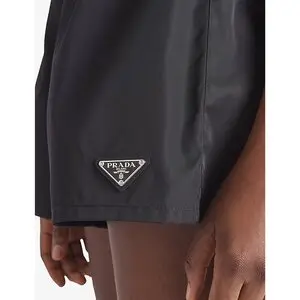 Prada Re-nylon Logo-plaque Nylon Shorts - Black