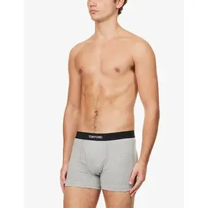 TOM FORD Logo-waistband Stretch-cotton Boxers Pack Of Two - Grey