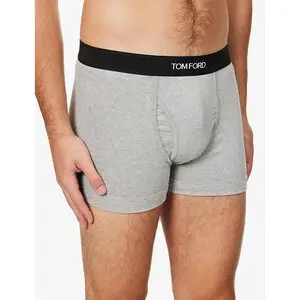 TOM FORD Logo-waistband Stretch-cotton Boxers Pack Of Two - Grey