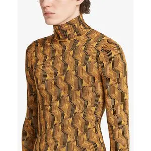 Prada Geometric-pattern Turtleneck Wool Sweatshirt - Corn Yellow