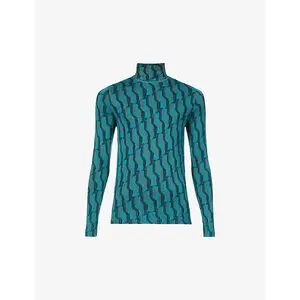 Prada Geometric-pattern Wool Sweatshirt - Turquoise