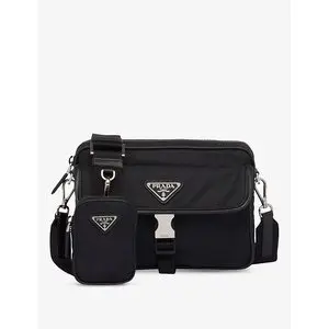 Prada Re-nylon And Leather Shoulder Bag - Black