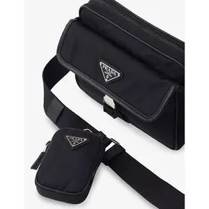 Prada Re-nylon And Leather Shoulder Bag - Black