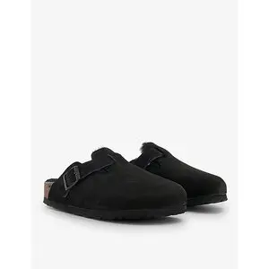 BIRKENSTOCK Boston Buckle-embellished Suede Sandals - Black