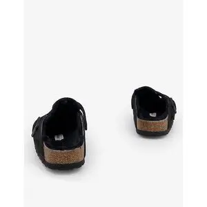 BIRKENSTOCK Boston Buckle-embellished Suede Sandals - Black