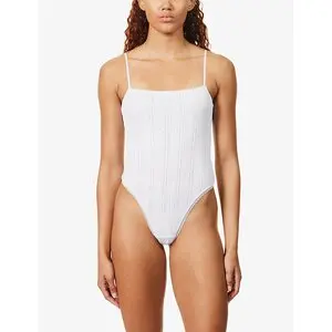 COU COU Pointelle-pattern Cotton Body - 001 White