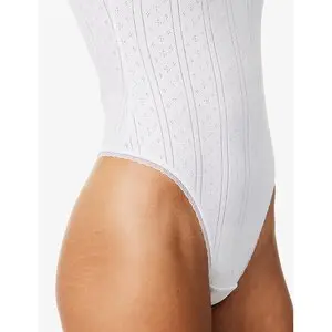 COU COU Pointelle-pattern Cotton Body - 001 White