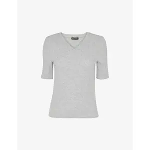 Whistles V-neck Ribbed Stretch-knit Top
