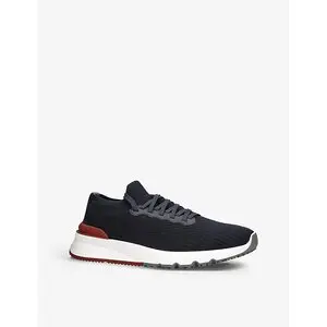 Brunello Cucinelli Brand-embossed Knitted Low-top Trainers - Blue Other