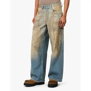 Jaded London Colossus Mud-Wash Relaxed-Fit Wide-Leg Jeans - Black