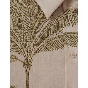 REISS Oskia Palm Tree-print Linen Shirt
