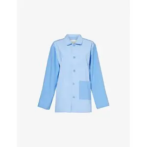 HAY Duo Relaxed-fit Long-sleeve Cotton Pyjama Shirt - Sky Blue