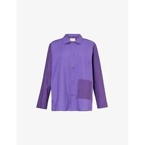HAY Duo Relaxed-fit Long-sleeve Cotton Pyjama Shirt - Vivid Purple
