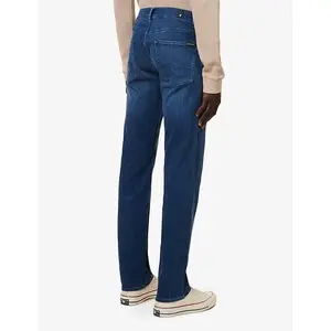 7 For All Mankind Regular-fit Straight-leg Stretch Denim-blend Jeans - Mid Blue