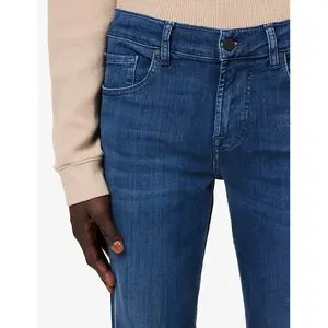 7 For All Mankind Regular-fit Straight-leg Stretch Denim-blend Jeans - Mid Blue