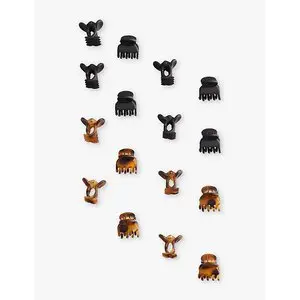 KITSCH Set Of Sixteen Mini Claw Clips - Black/brown