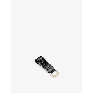 ASPINAL OF LONDON Croc-embossed Leather Loop Keyring - Black