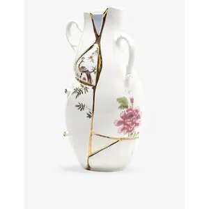 SELETTI Kintsugi 24ct Yellow-gold Plated Porcelain Vase 32cm - One-color