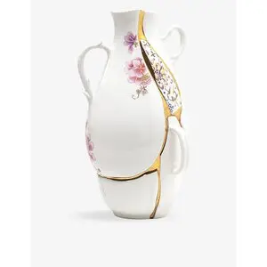 SELETTI Kintsugi 24ct Yellow-gold Plated Porcelain Vase 32cm - One-color