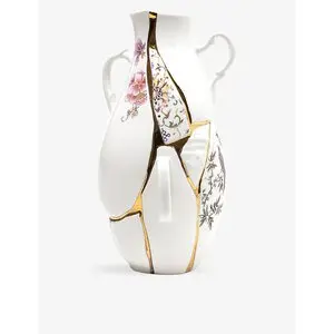 SELETTI Kintsugi 24ct Yellow-gold Plated Porcelain Vase 32cm - One-color