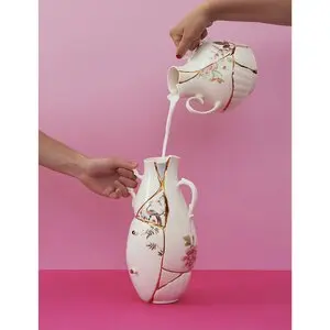 SELETTI Kintsugi 24ct Yellow-gold Plated Porcelain Vase 32cm - One-color