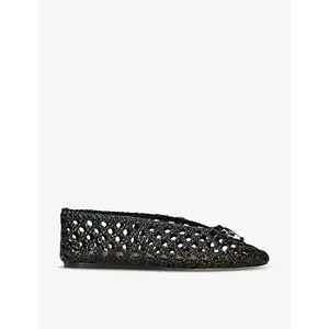 Le Monde Beryl Regency Bow-embellished Leather Slippers - Black