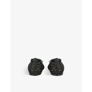 Le Monde Beryl Regency Bow-embellished Leather Slippers - Black