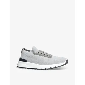 Brunello Cucinelli Brand-embossed Knitted Low-top Trainers - Grey/other