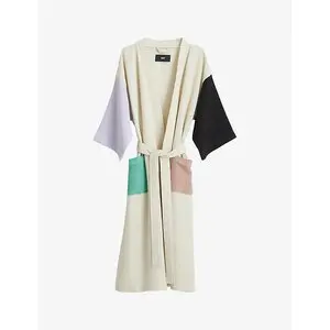 HAY Waffle-texture Cotton-blend Bathrobe - Off-white Multi