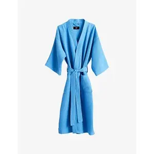 HAY Waffle-texture Cotton-blend Bathrobe - Sky Blue