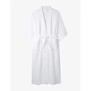 THE WHITE COMPANY Waffle-texture Long-length Self-tie Cotton Robe L