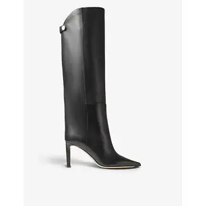 JIMMY CHOO Alizze Pointed-toe Leather Knee-high Boots
