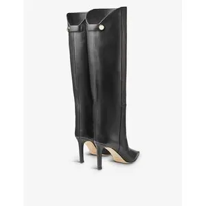 JIMMY CHOO Alizze Pointed-toe Leather Knee-high Boots