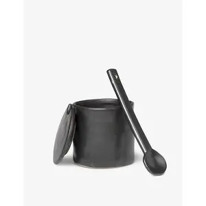 FERM LIVING Flow Porcelain Jar With Spoon 8cm - One-color