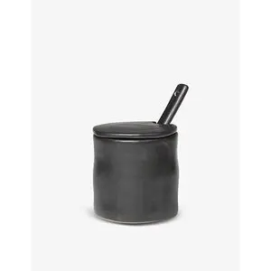 FERM LIVING Flow Porcelain Jar With Spoon 8cm