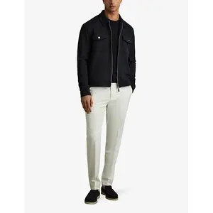 REISS Medina Double-knit Stretch-jersey Jacket - Navy Blue