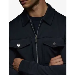 REISS Medina Double-knit Stretch-jersey Jacket - Navy Blue