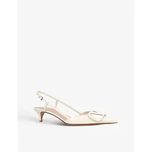Valentino Garavani Vlogo 40 Pointed-toe Leather Slingback Courts - Cream