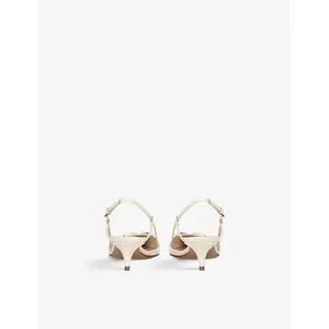 Valentino Garavani Vlogo 40 Pointed-toe Leather Slingback Courts - Cream