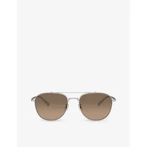 Oliver Spencer Ov1335st Rivetti Pilot-frame Sunglasses - Silver