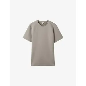 REISS Bradley Stitched-trim Stretch Woven-blend T-shirt - Taupe