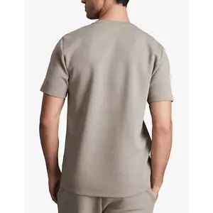 REISS Bradley Stitched-trim Stretch Woven-blend T-shirt - Taupe