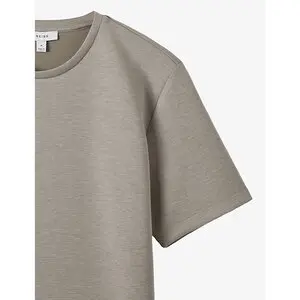 REISS Bradley Stitched-trim Stretch Woven-blend T-shirt - Taupe