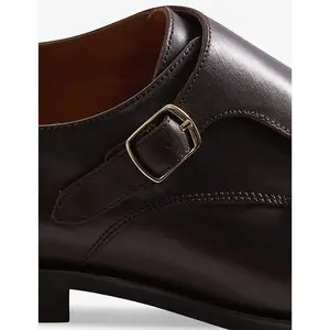 REISS Amalfi Double-monk Strap Leather Shoes - Dark Brown