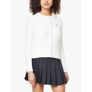 Polo Ralph Lauren Logo-embroidered Cable-knit Cardigan - White